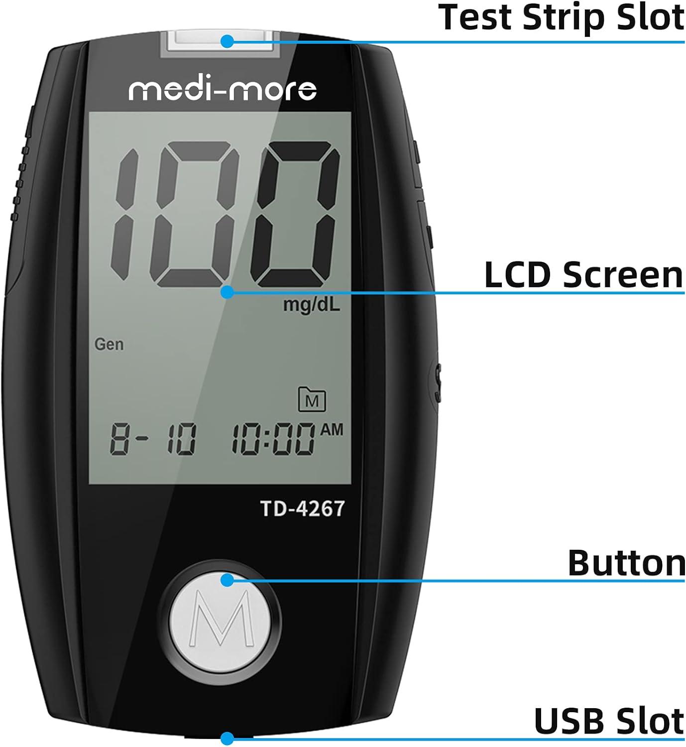 Medi-More Blood Glucose Monitor Kit with 100 Lancets and Control ...