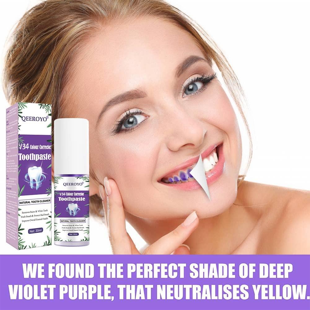 V34 Purple Colour Corrector Toothpaste for Teeth Whitening & Stain ...