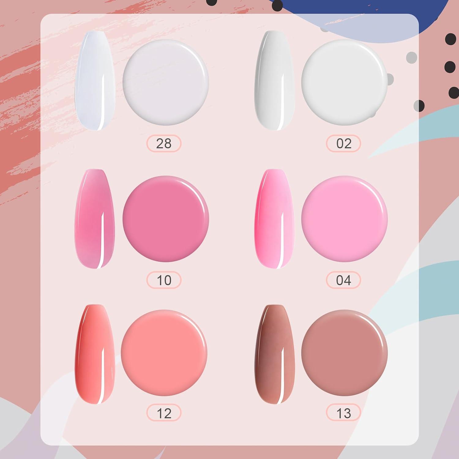 Mobray Poly Nail Gel Kit - 6 Color Extension Set with Nail Forms and ...