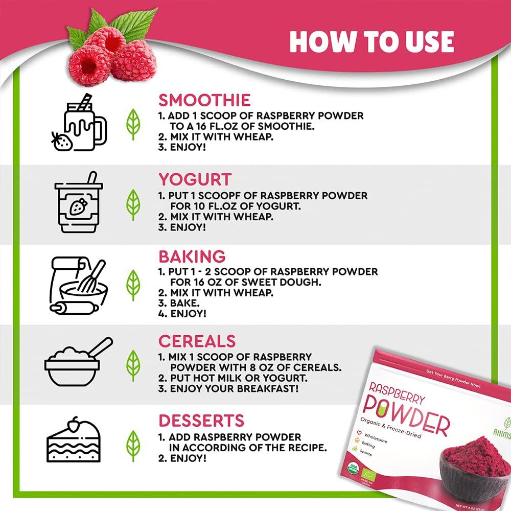 Organic Freeze Dried Raspberry Powder 8 oz | USDA Certified | Organic ...