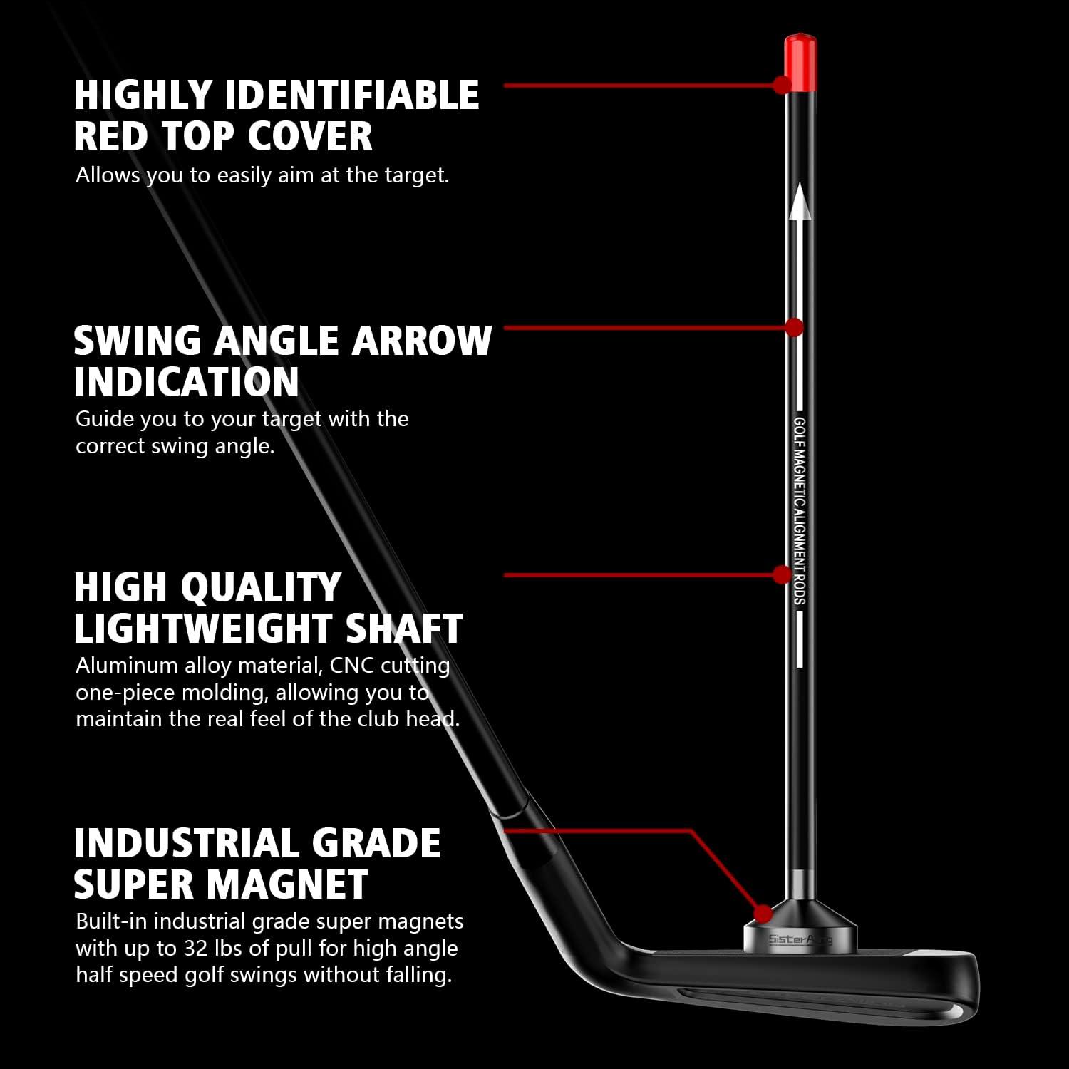 SisterAling Golf Magnetic Alignment Rods - Swing Training Aid for ...