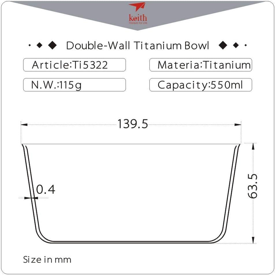 Keith Titanium Ti5322 Double-Wall Insulated Bowl -18.6 fl oz
