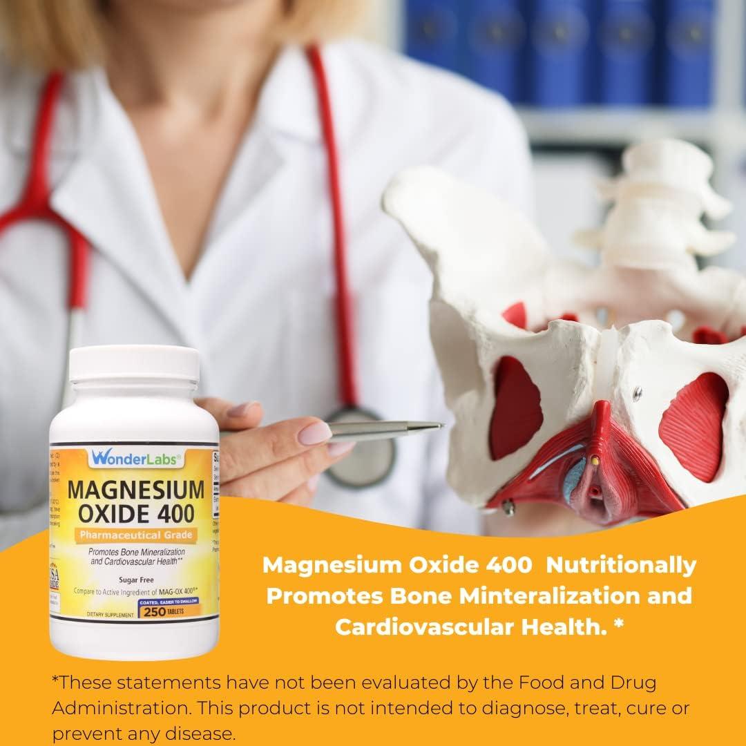 Wonder Labs Magnesium Oxide 400 - Pharmaceutical Grade, 483mg - 250 ...