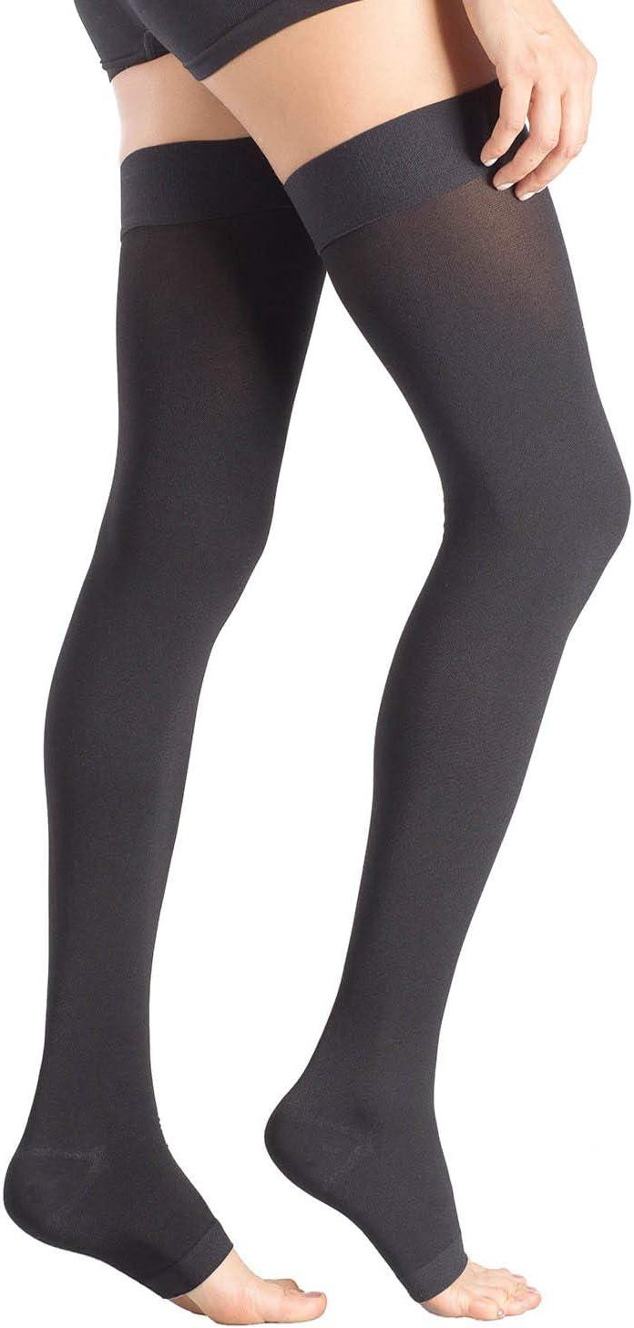 MD Thigh High Microfiber Compression Stockings Open-Toe 23-32mmHg ...