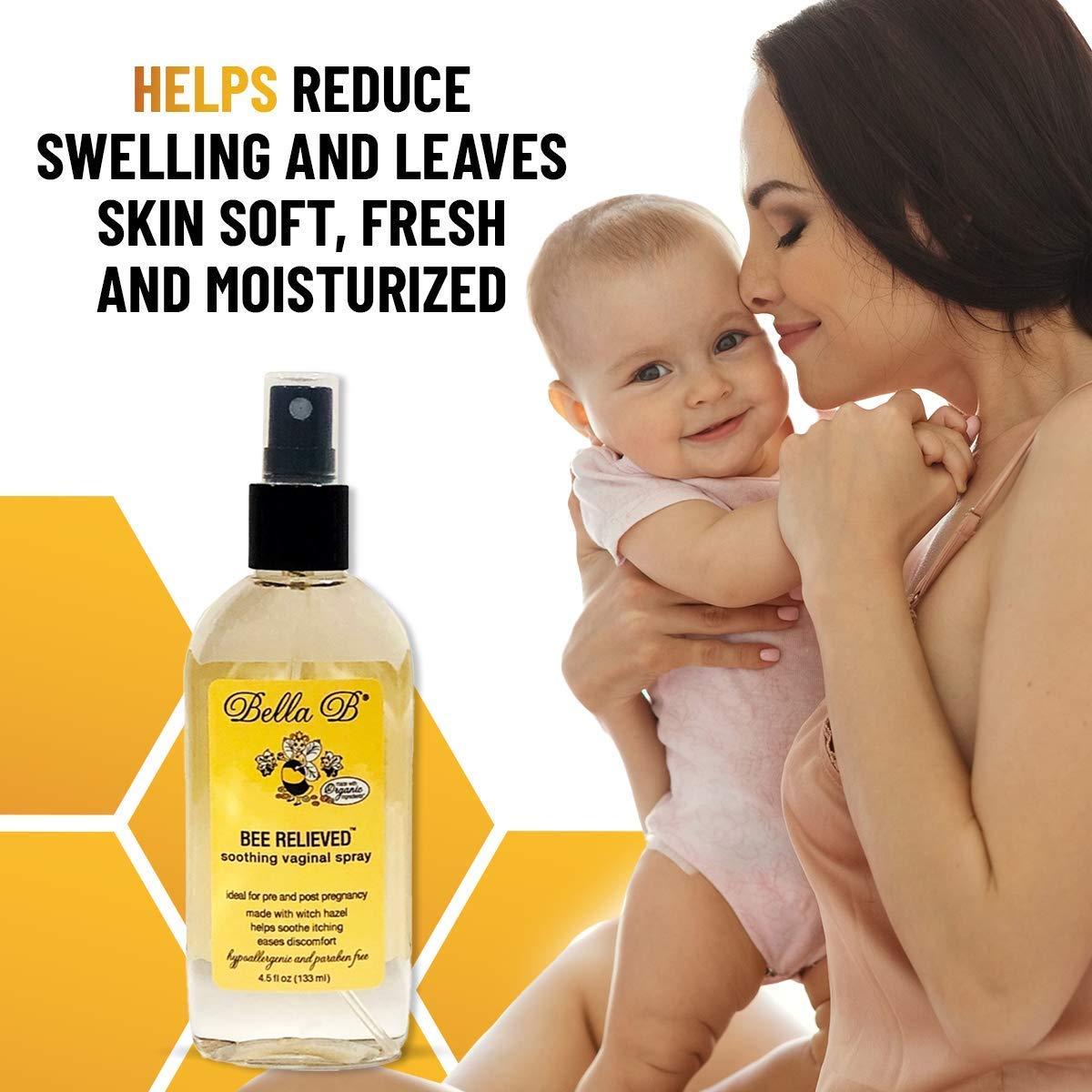 Bella B Bee Relieved Soothing Vaginal Spray, Perineal Healing Spray, Postpartum Care - Pain ...
