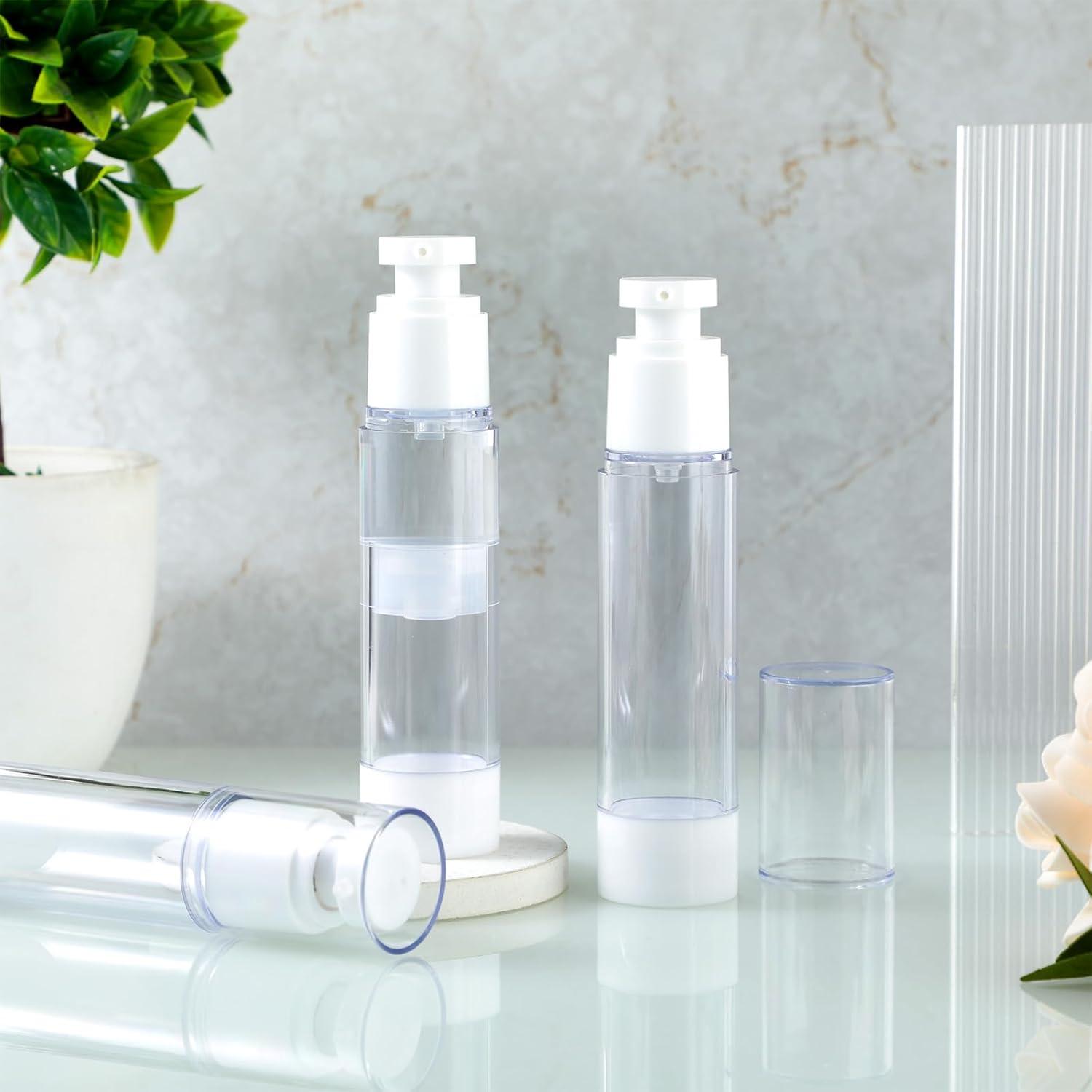 GREVOSEA 4-Pack 100ml Airless Pump Dispenser Bottles - Travel Set for ...