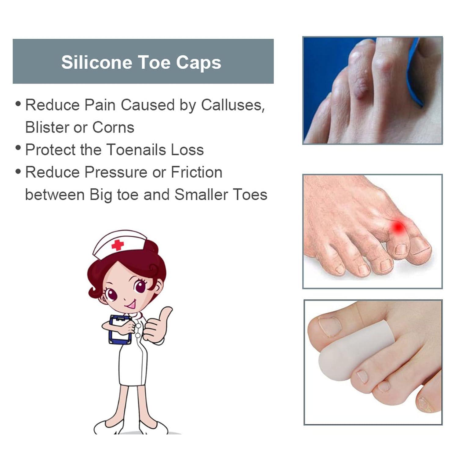 10 Pairs Silicone Toe Cushion Caps - Adjustable Pain-Relieving ...