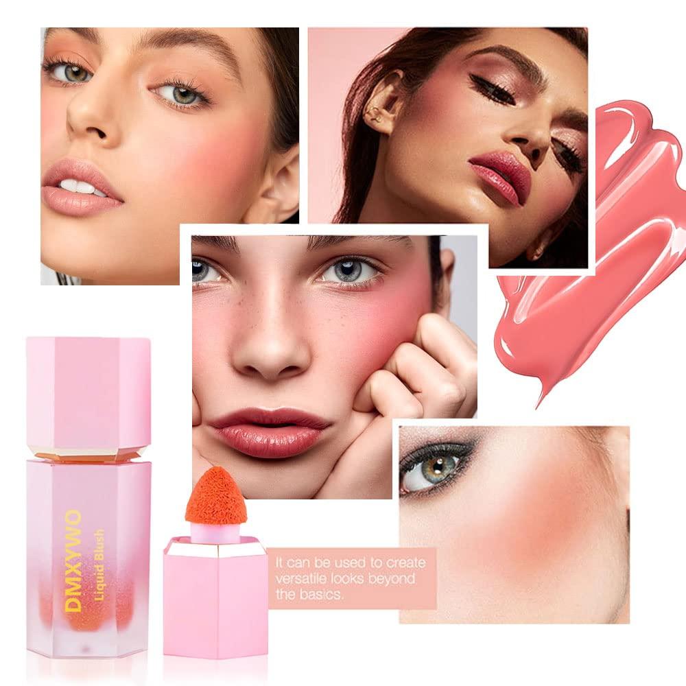 Dewy Cherry Pink Liquid Blush Makeup Stick for Cheeks - Easy to Blend ...