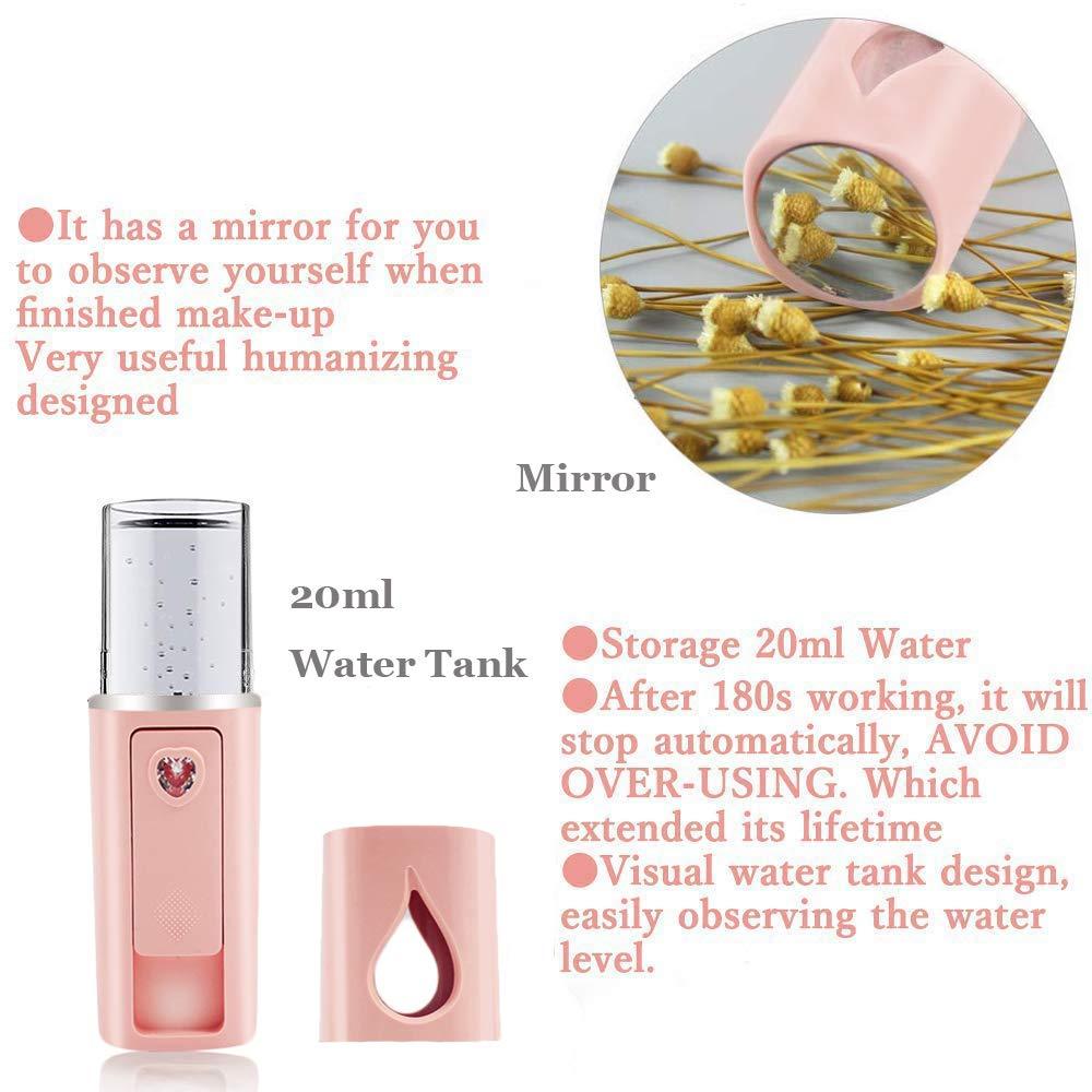 Portable Nano Facial Mister with Mirror & 20ml Water Tank - Pink | Buy ...