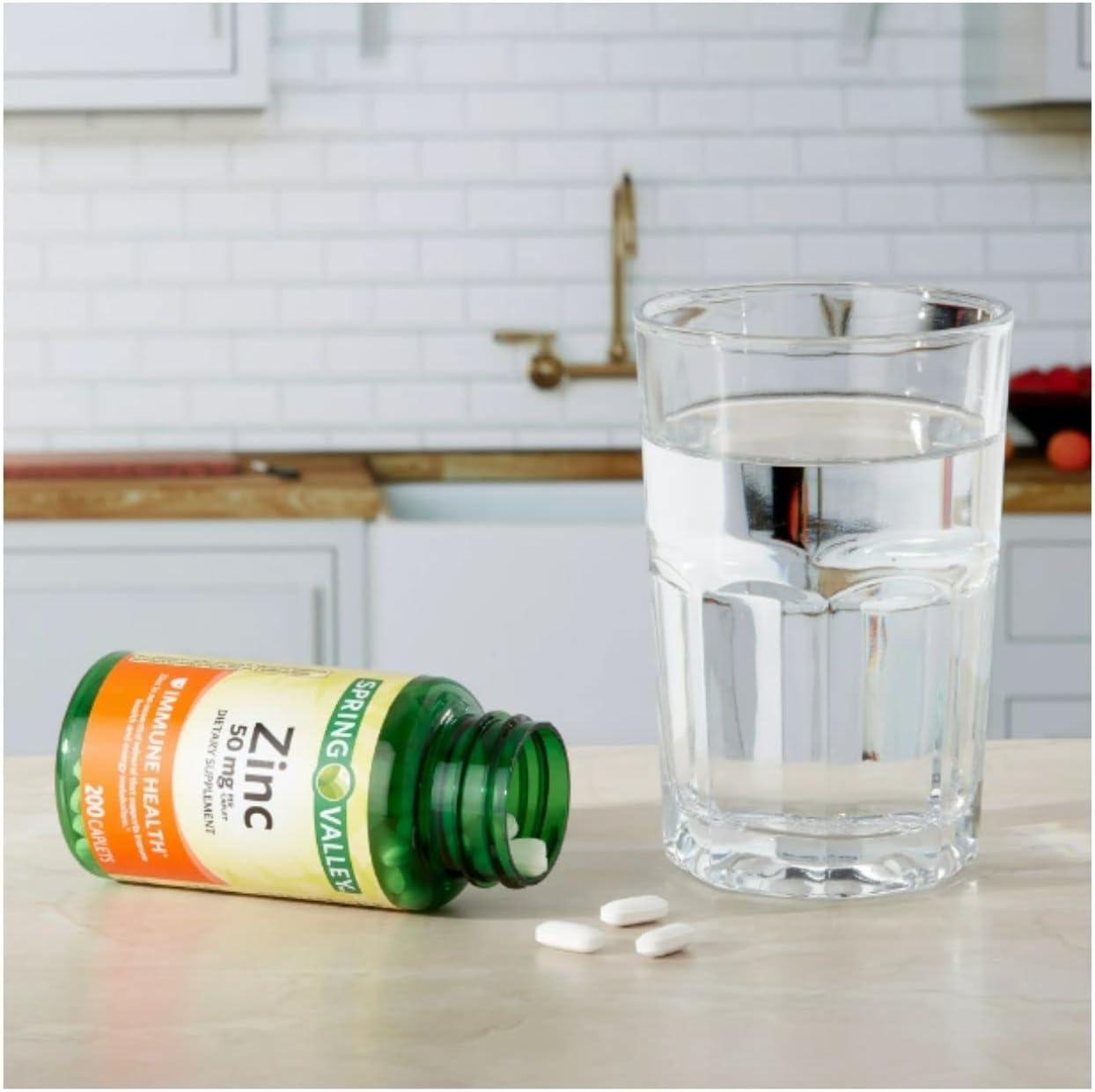 Spring Valley Zinc 50mg Dietary Supplement 200 Caplets + STS Home ...