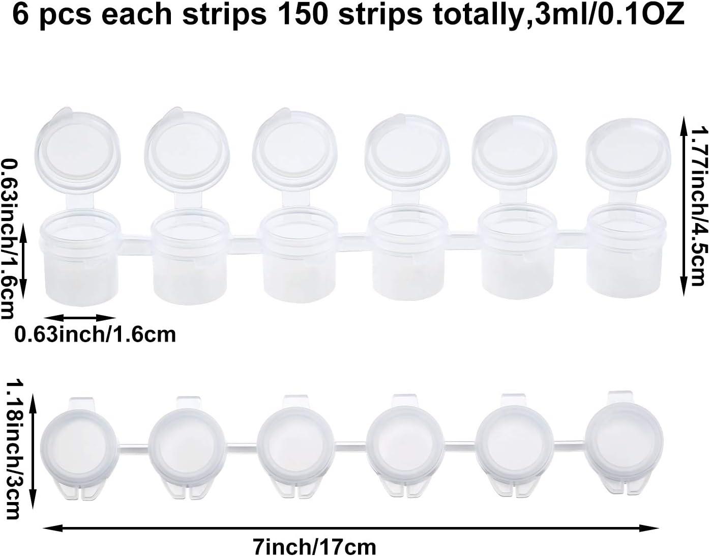150 Strips 900 Pots Empty Paint Strips Paint Cup Pots Mini Strips Clear ...