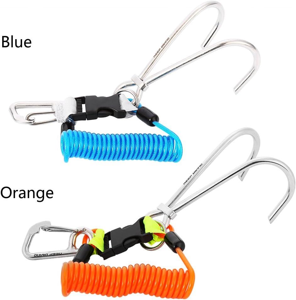VGEBY Stainless Steel Diving Reef Hook Double with Spiral Coil Lanyard ...