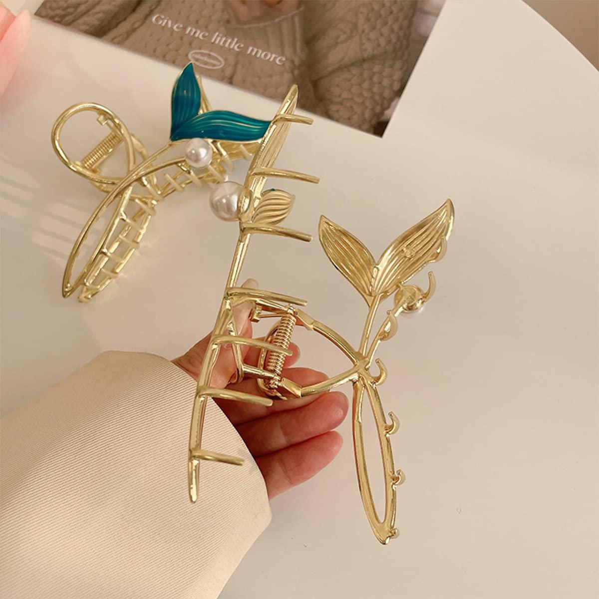 Blue Fish Tail Hair Clip with Pearl | Mermaid Hair Claw for Women ...