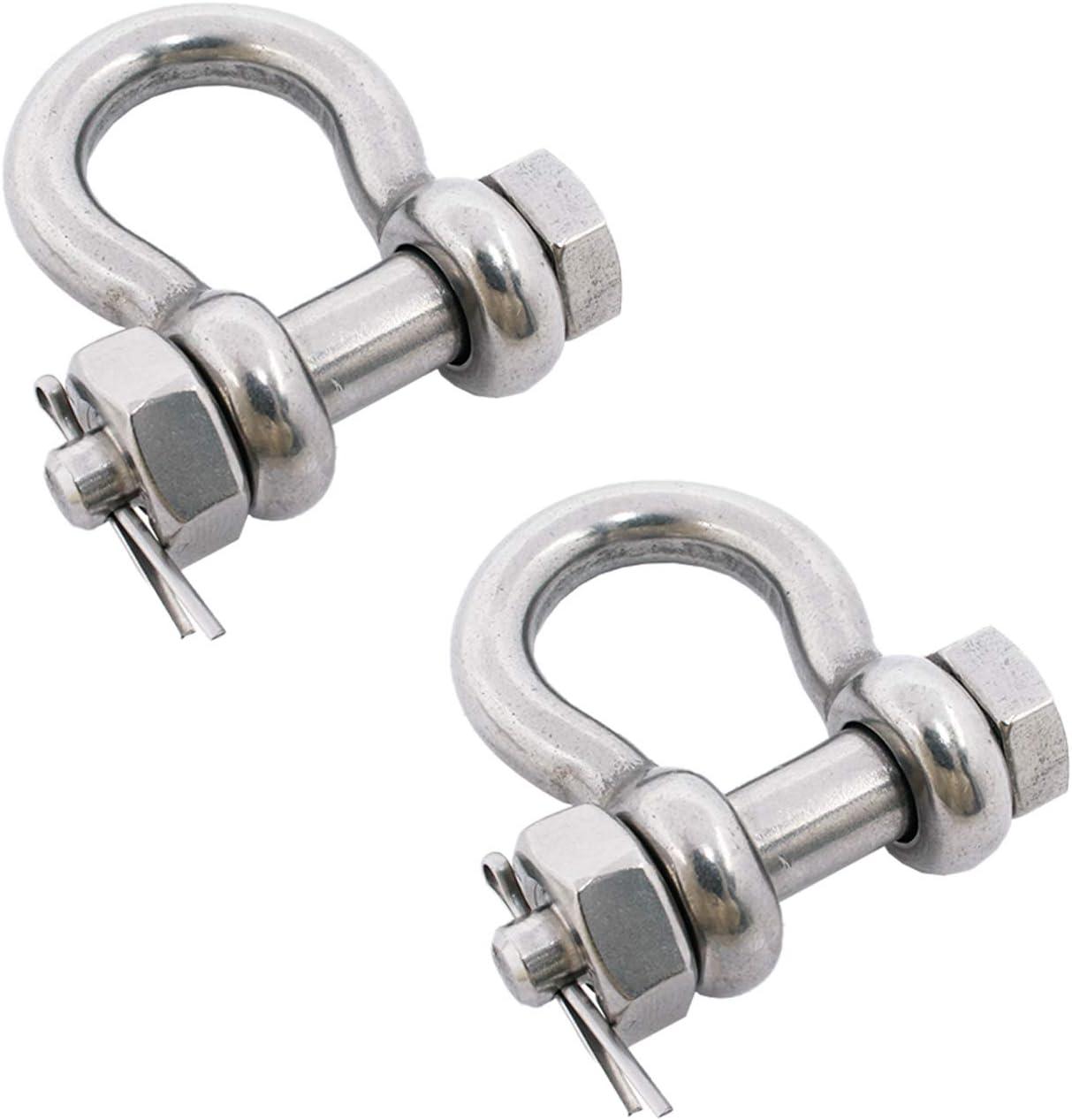 SHENGHUISS 2 pack Stainless Steel 316 Bow Shackle Set - 5/16, 3/8, 1/2 ...