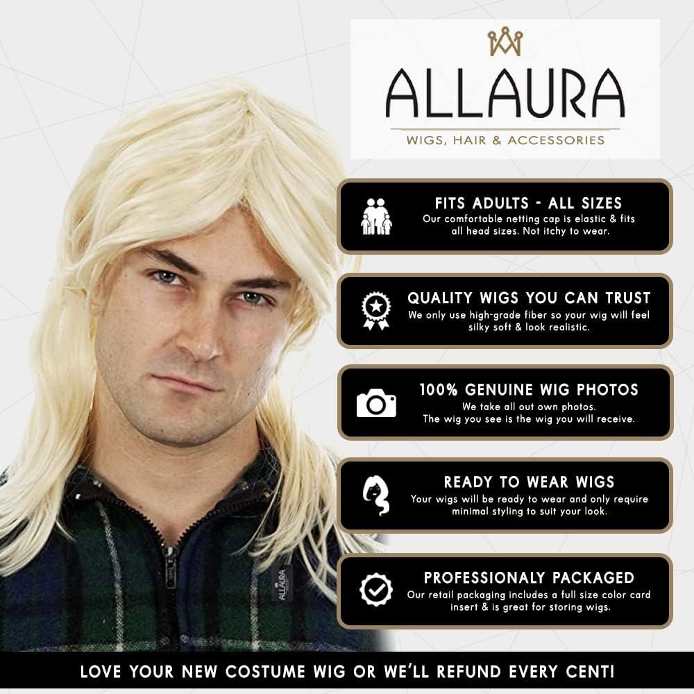 ALLAURA Garth Blonde Mullet Wig for Men - 80s Costume Joe Dirt Style ...