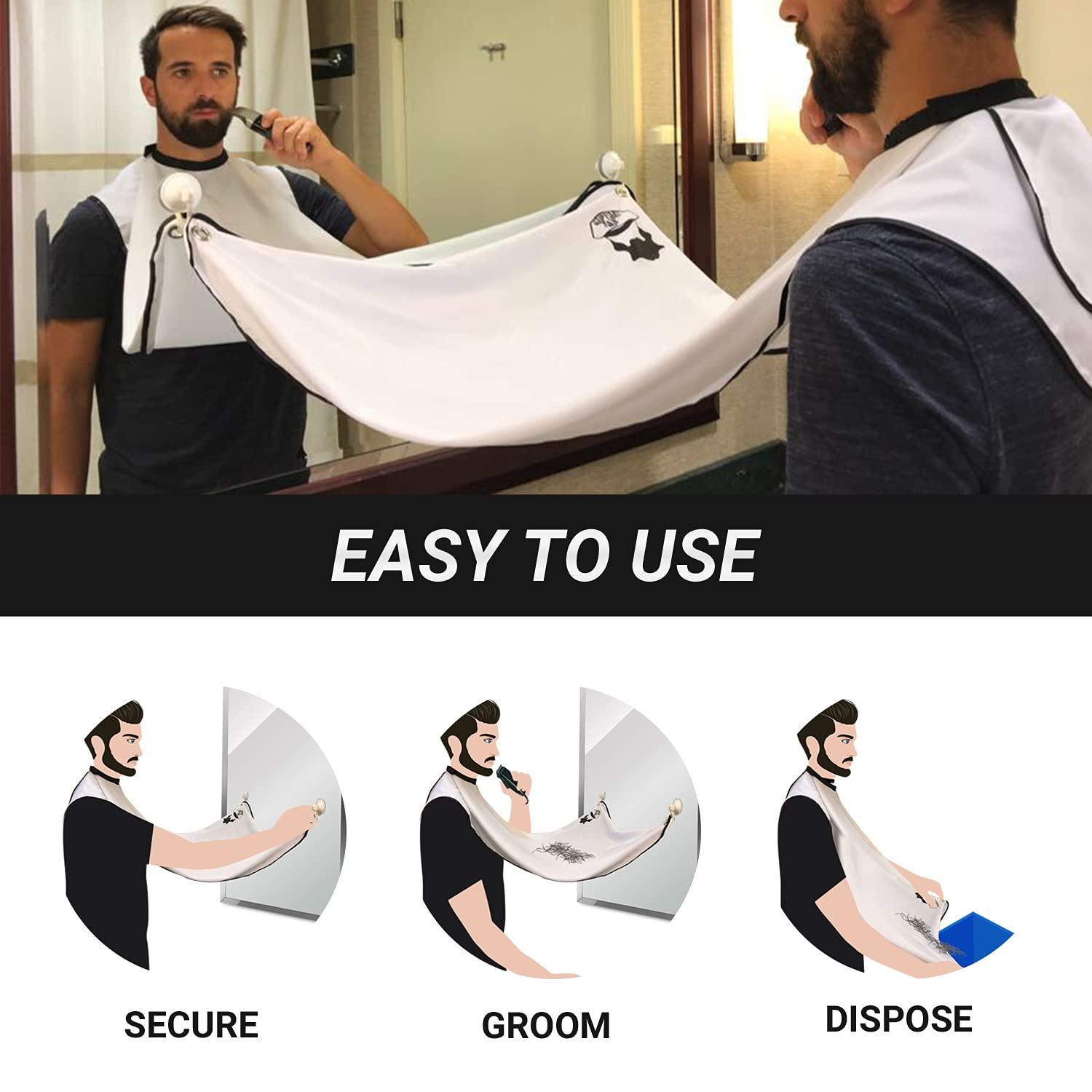 Beard Hair Catcher 2 Pack White Beard Cape Apron with Suction Cups by ...