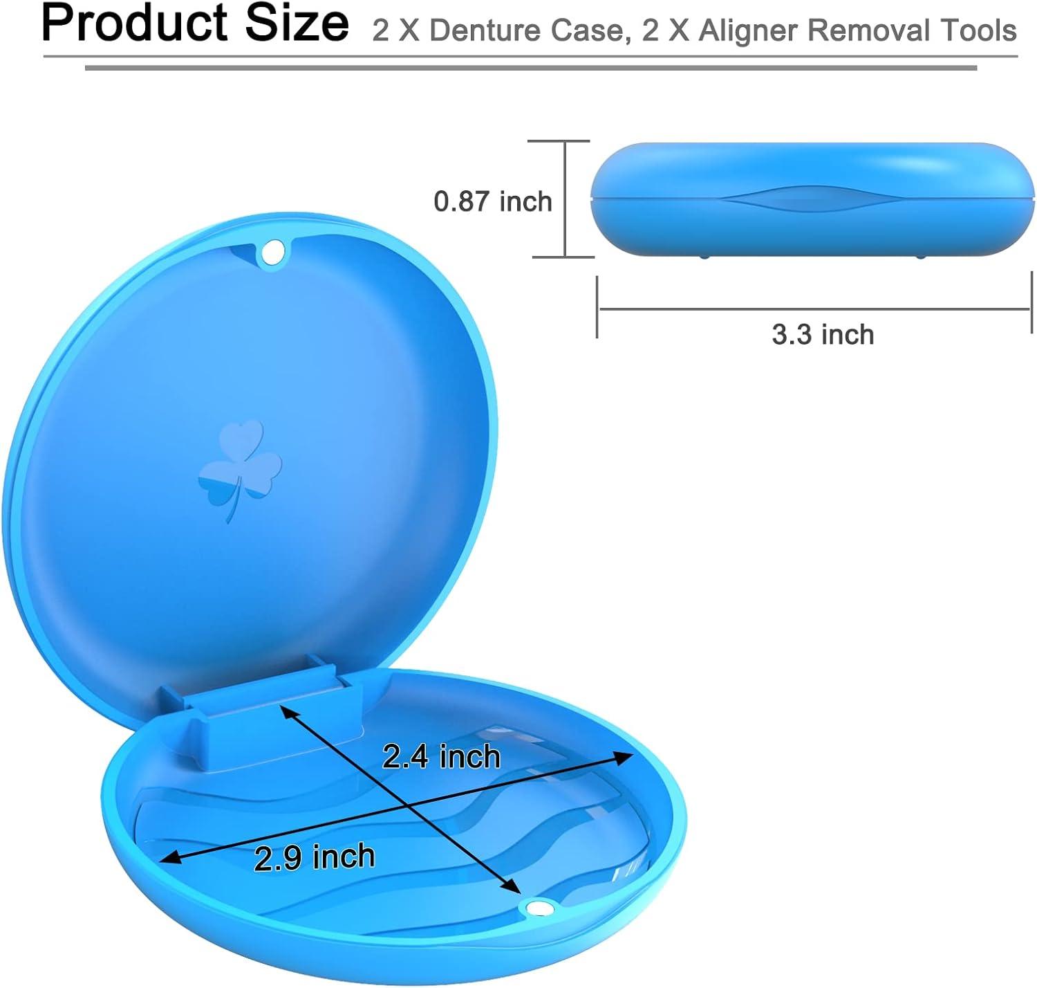 Buy 2-Piece Denture Container Set - Blue Braces Bite Can & Prosthetic ...