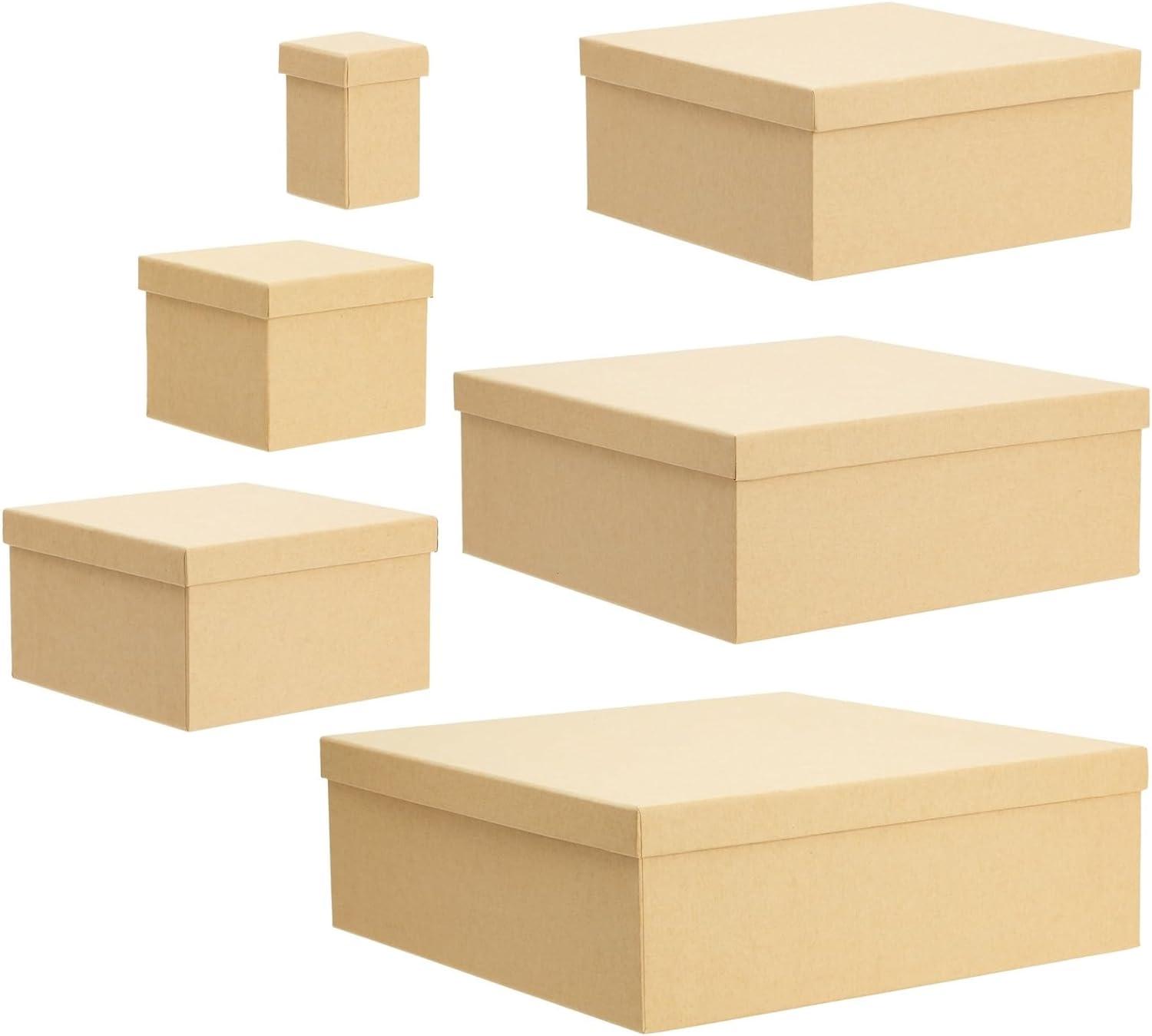 6-Pack Decorative Nested Gift Boxes with Lids - Assorted Sizes, Square ...