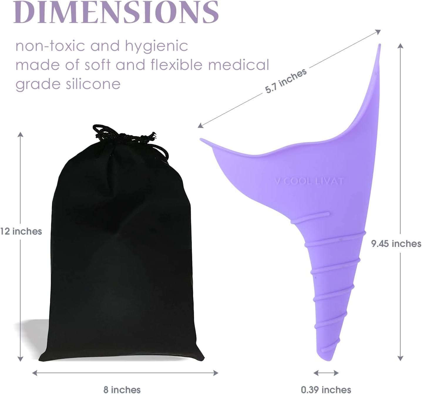 2-Pack Cool Livat Female Urination Device | Reusable Silicone Pee Funnel for Women | Portable ...