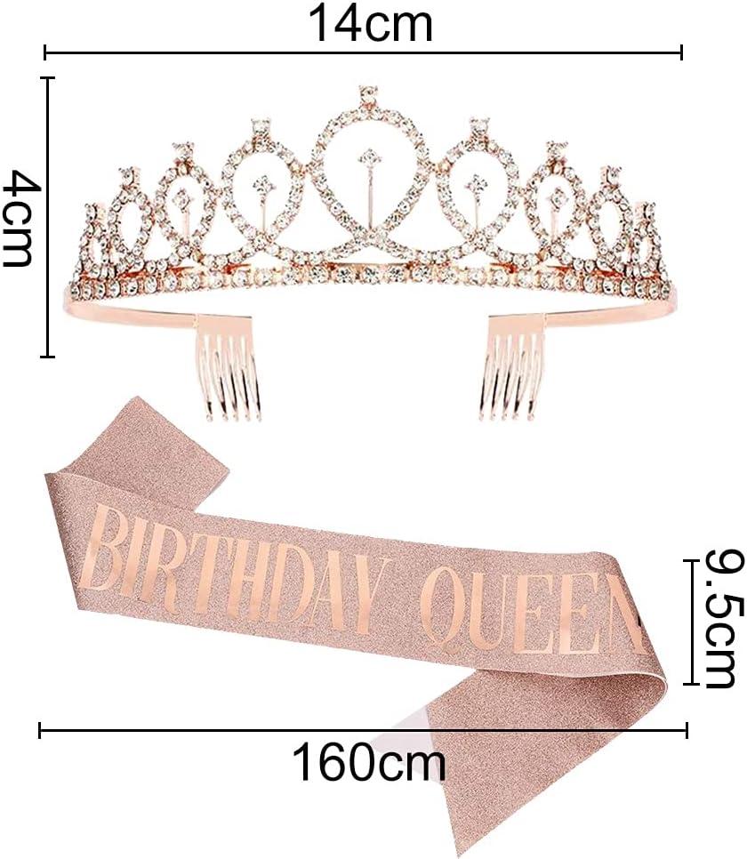 Buy Mzsm Rose Gold Birthday Queen Sash & Crown - Pink Birthday ...