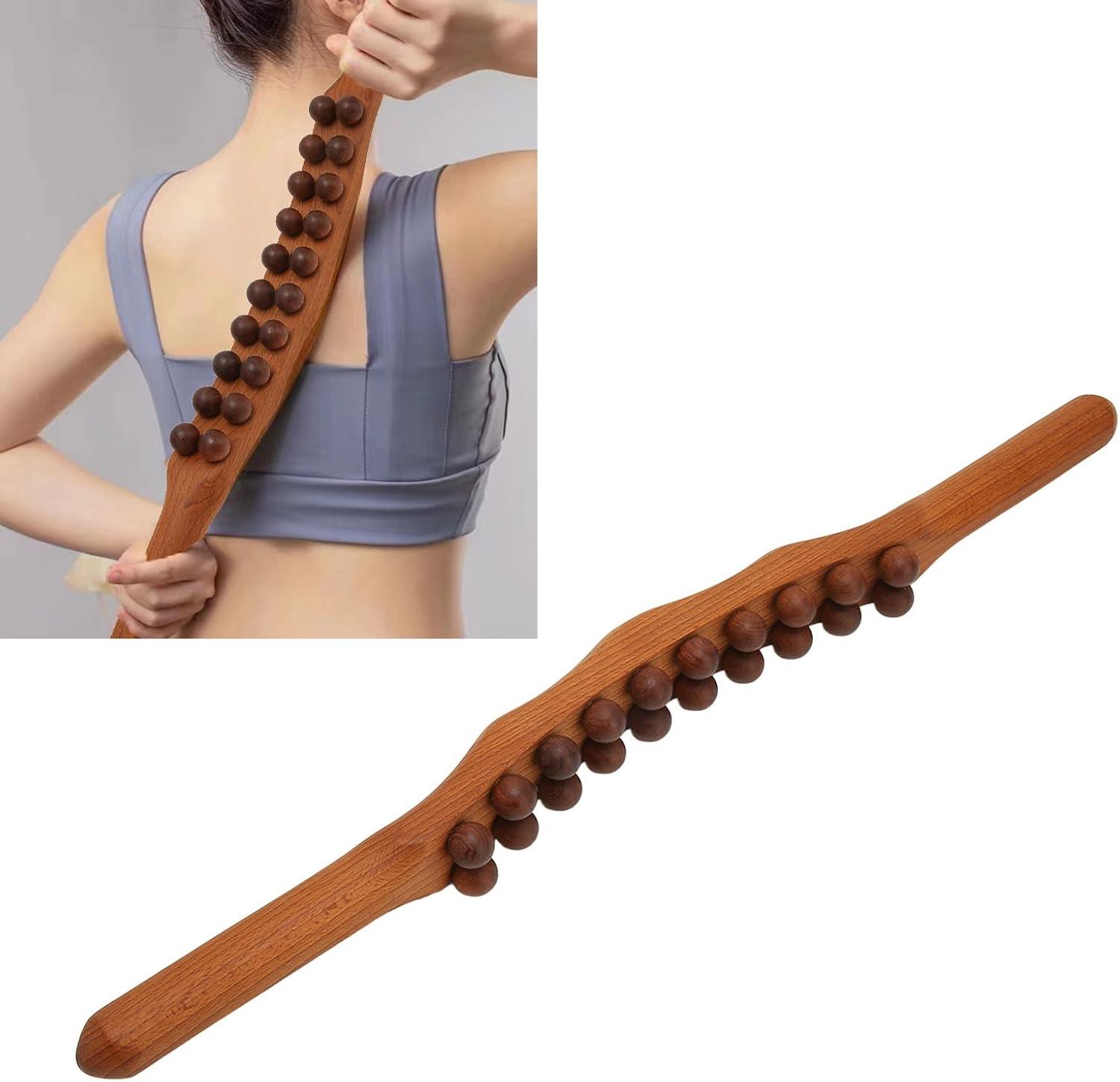 Buy Wooden Massage Stick with 20 Beads - Ergonomic Full Body Trigger ...