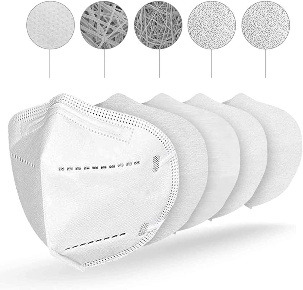 20-Pack 5-Ply Disposable Protective Face Masks - 3D Foldable Design ...