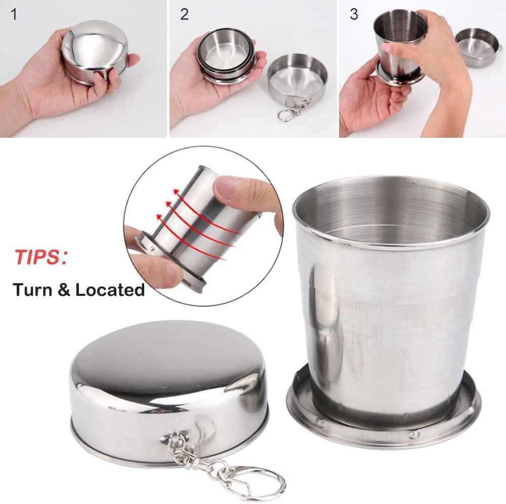 Portable Stainless Steel Collapsible Cup with Keychain - 240ML | BPA ...