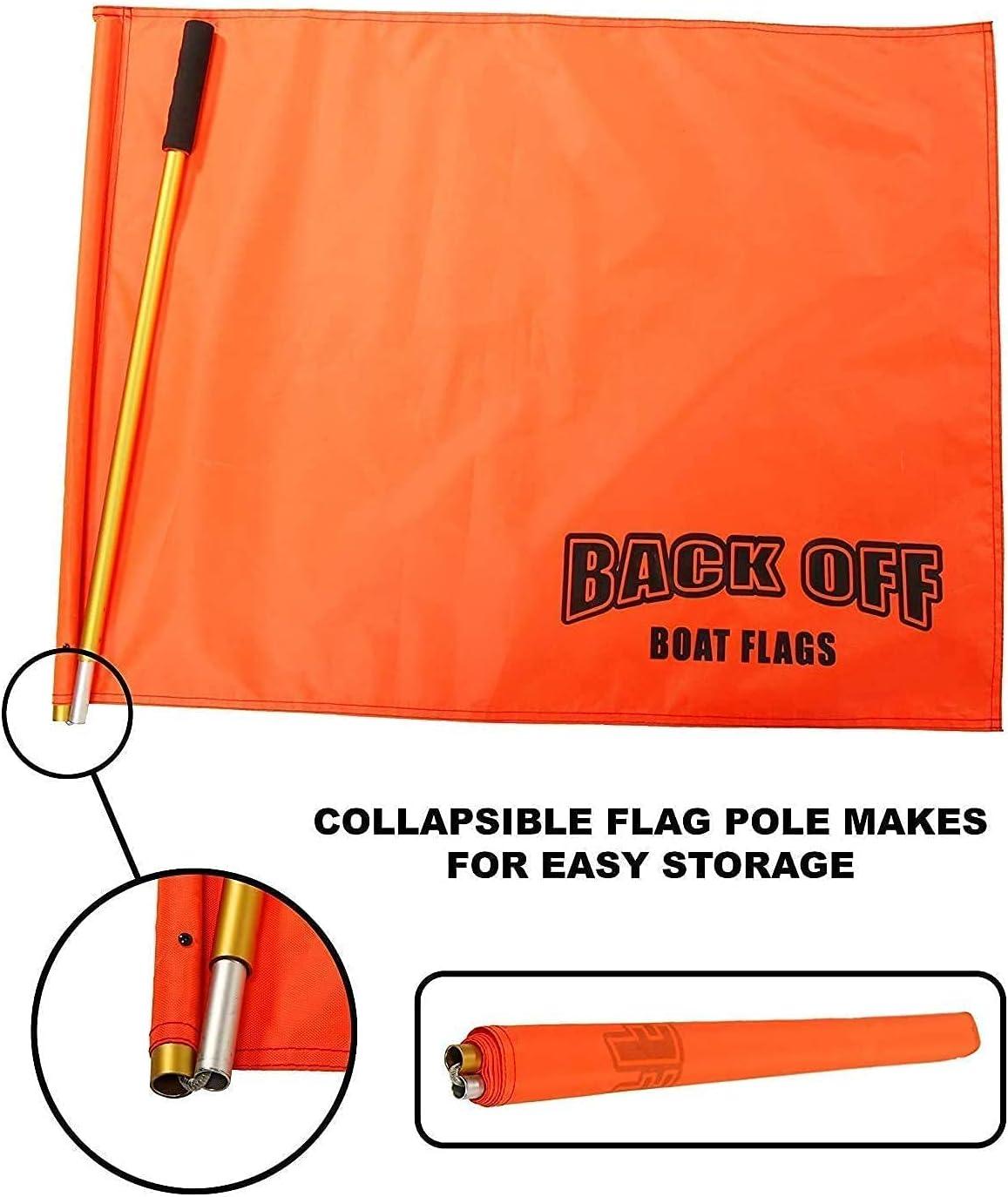 Giant Orange Boating Safety Flag with Pole - Universal Flag for Water ...