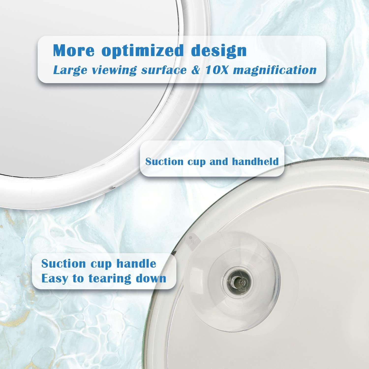 10x Magnifying Mirror with Suction Cups - Small Concave Travel Makeup ...