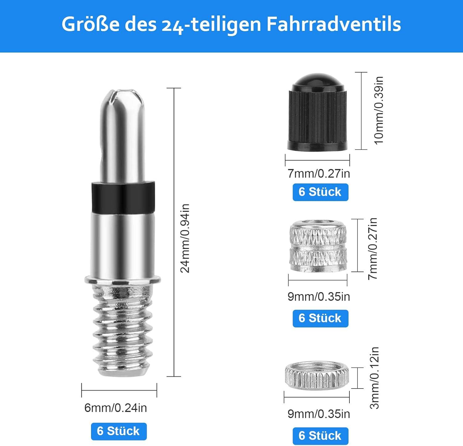 24-Part Bicycle Valve Replacement & Adapter Kit - Dunlop Valard Insert ...