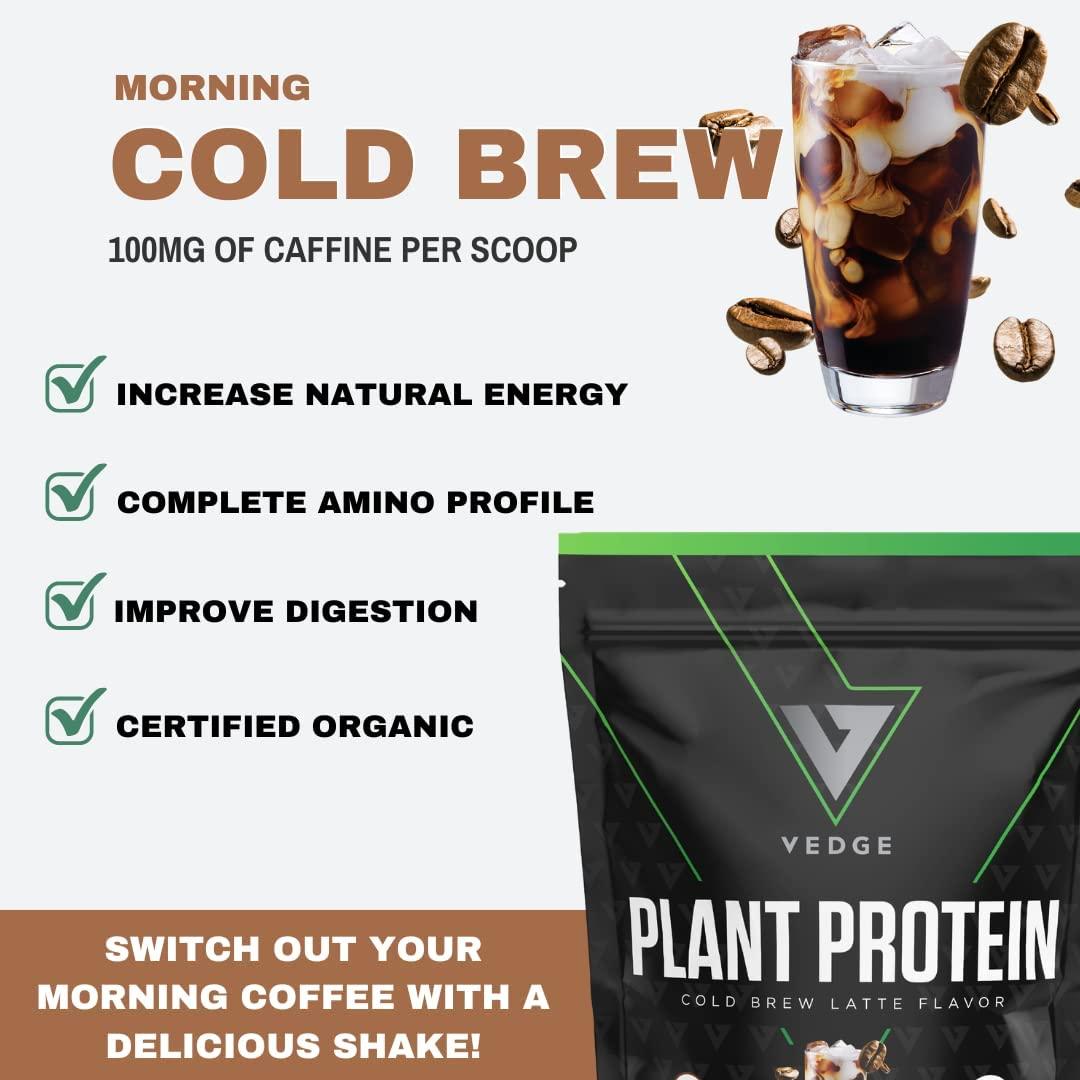 Vedge Organic Plant Protein Cold Brew Latte (20 Servings) | Vegan ...