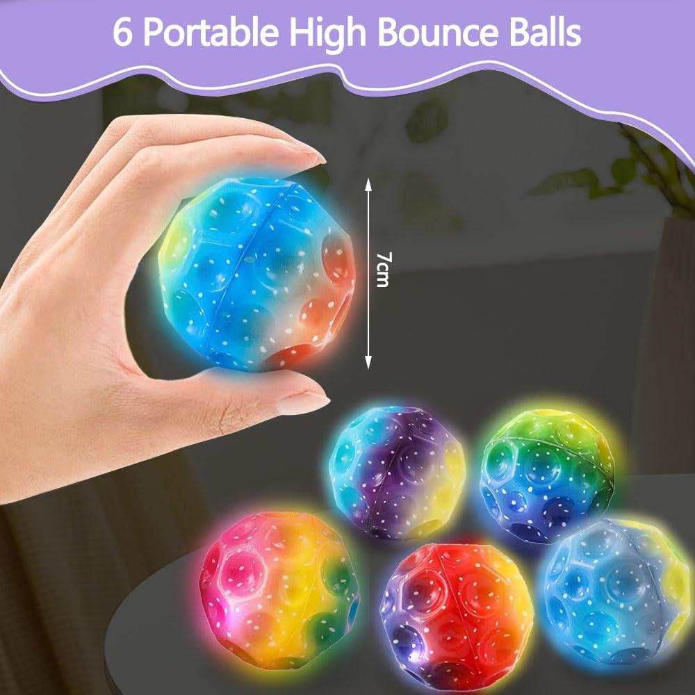 Anyingkai 6-Piece Moon Ball Set - Shining Astro Jump Ball with Colorful ...