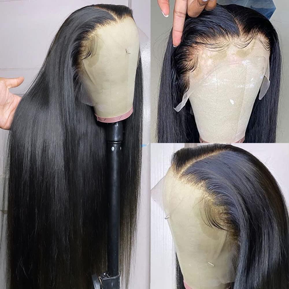 28 Inch Straight Lace Front Wig 180% Density HD Glueless Human Hair Wig ...