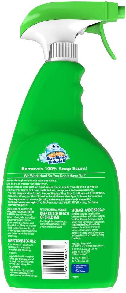 Scrubbing Bubbles Rainshower Disinfectant Bathroom Grime Fighter Spray ...