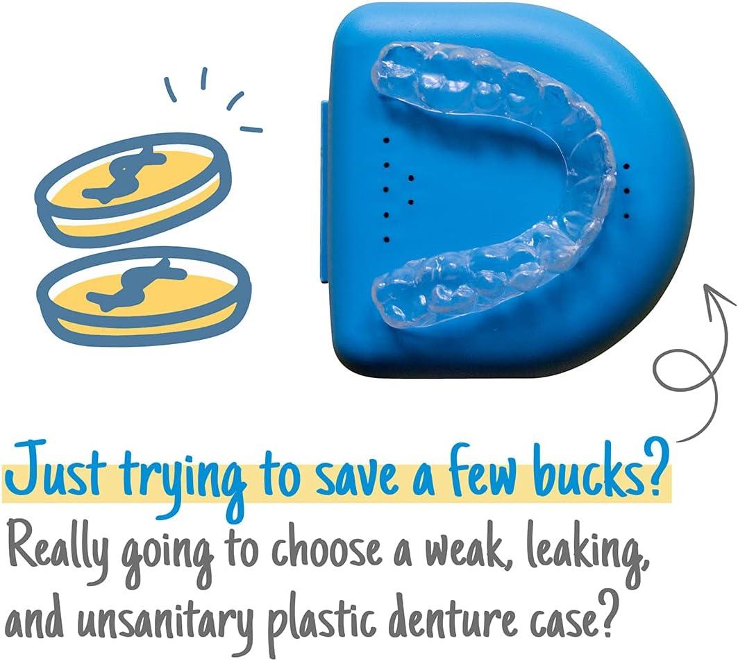 LOSAND FLEXCASE Leakproof Denture Bath with Airtight Lid - Blue, Non ...