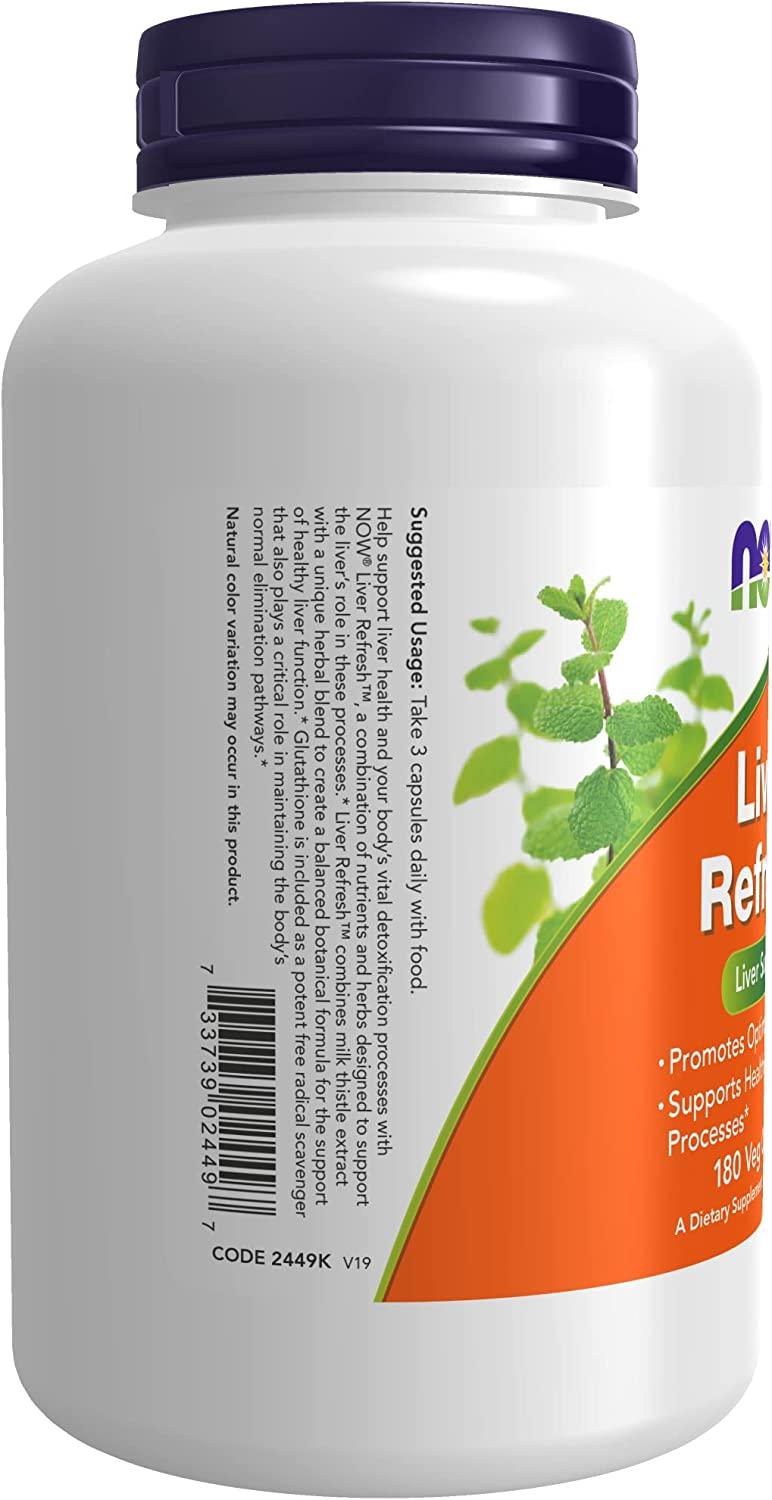NOW Liver Refresh - 180 Veg Capsules with Milk Thistle Extract & Herb ...
