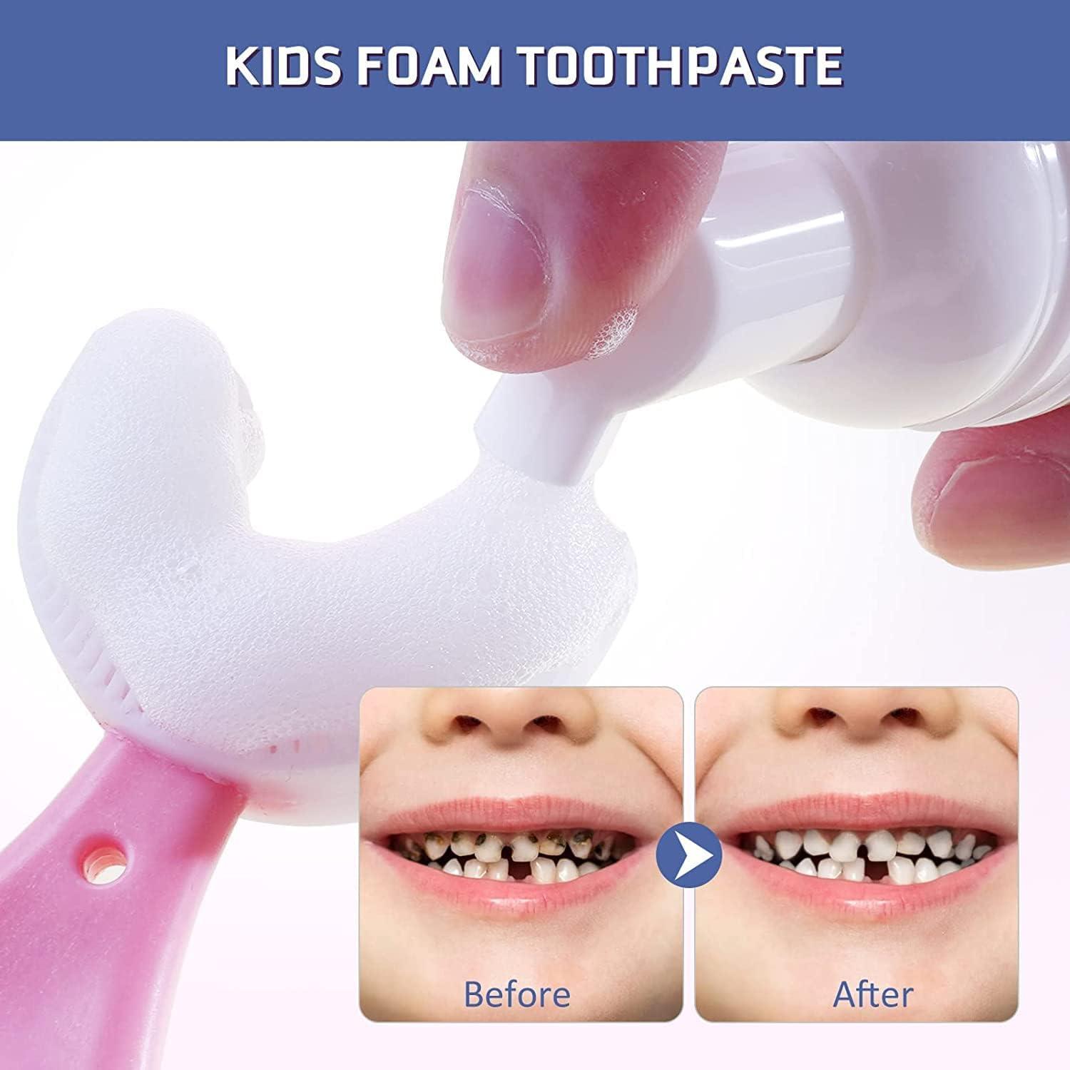 Kids Foam Toothpaste 4 Pack - Low Fluoride Toddler Anti-Cavity Foam with Fruit Flavor - Natural ...