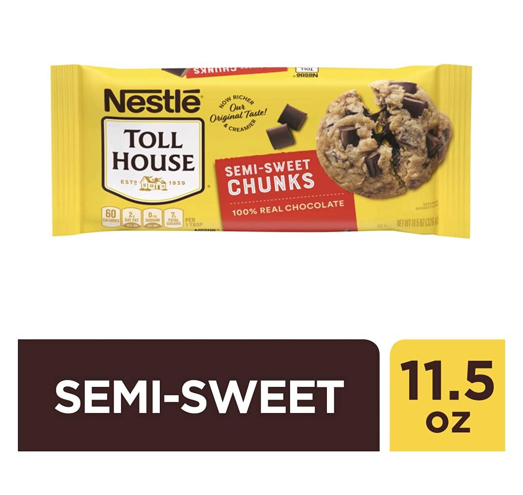 Nestle Toll House Semi Sweet Chocolate Chunk Morsels 11.5oz Bag (Pack ...