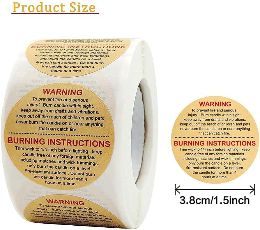 PMCDS2G Candle Warning Labels - 500 Roll Waterproof Safety Stickers for ...
