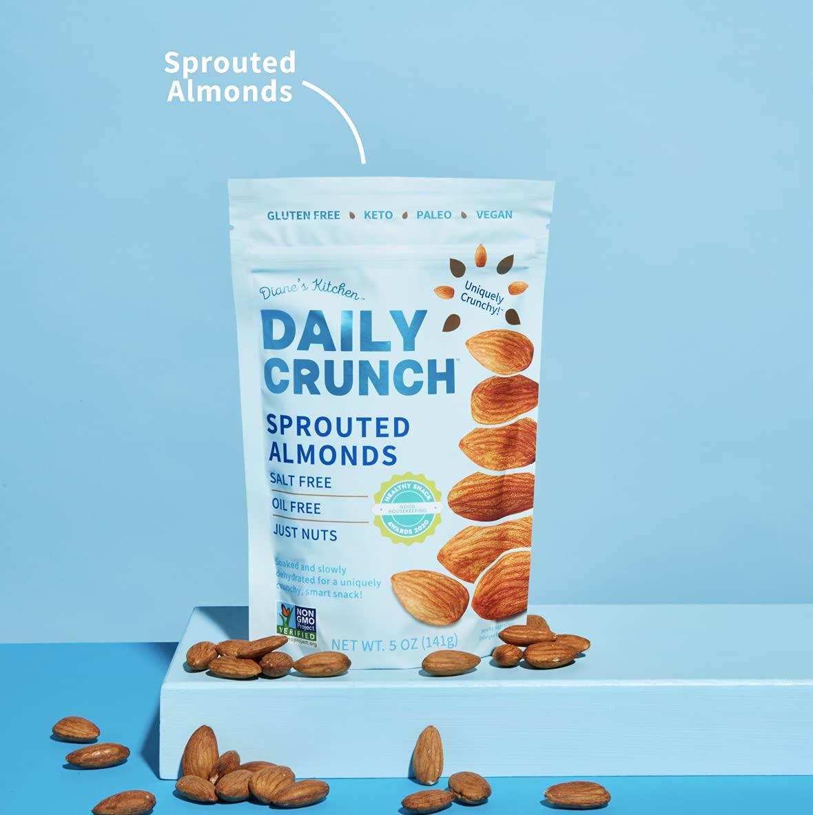 Daily Crunch Sprouted Almonds 5 oz Resealable Bags (Pack of 4) | Keto ...