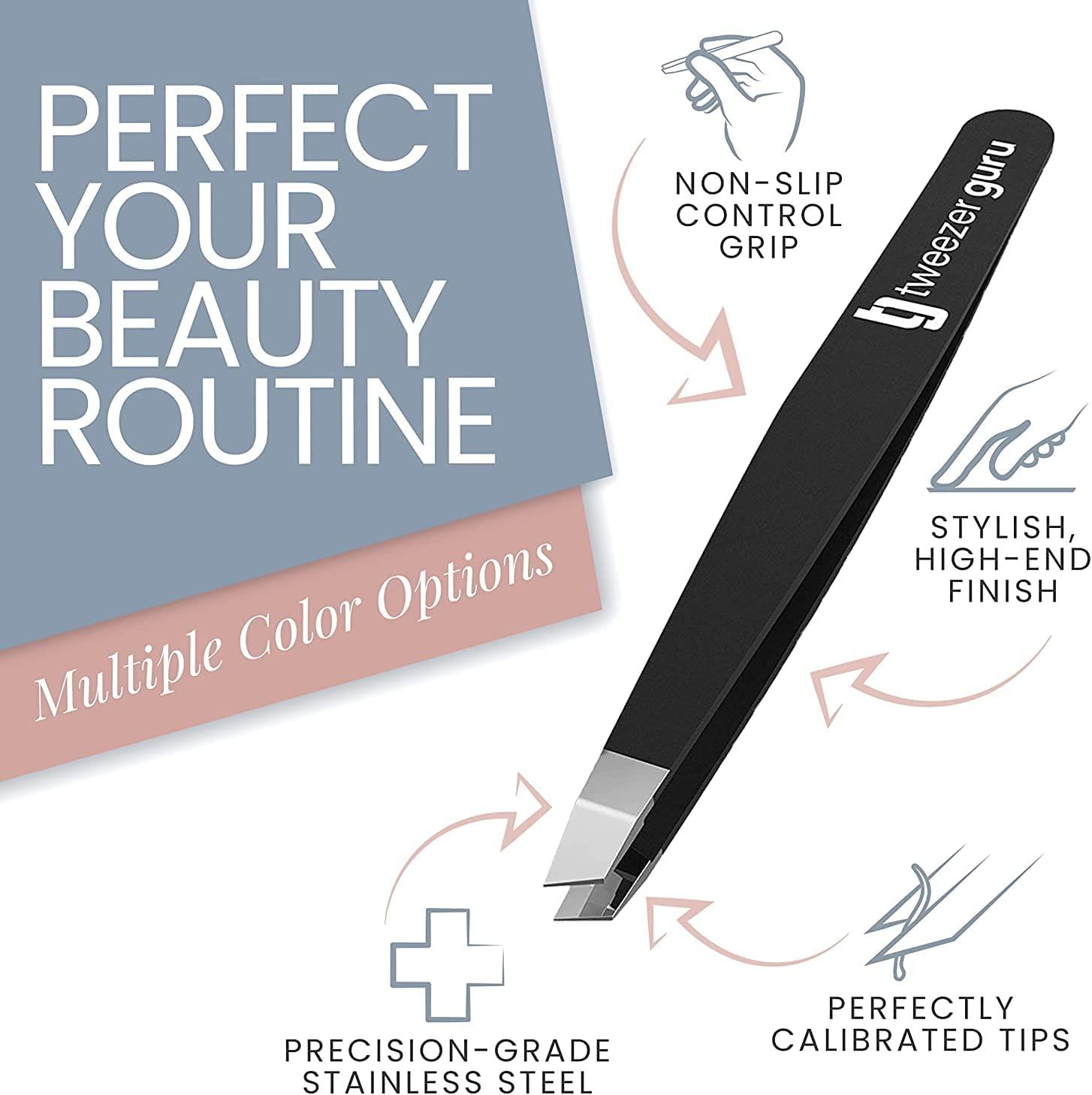 Precision Slant Eyebrow Tweezers - Tweezer Guru Stainless Steel for Men & Women | Purple | Buy ...