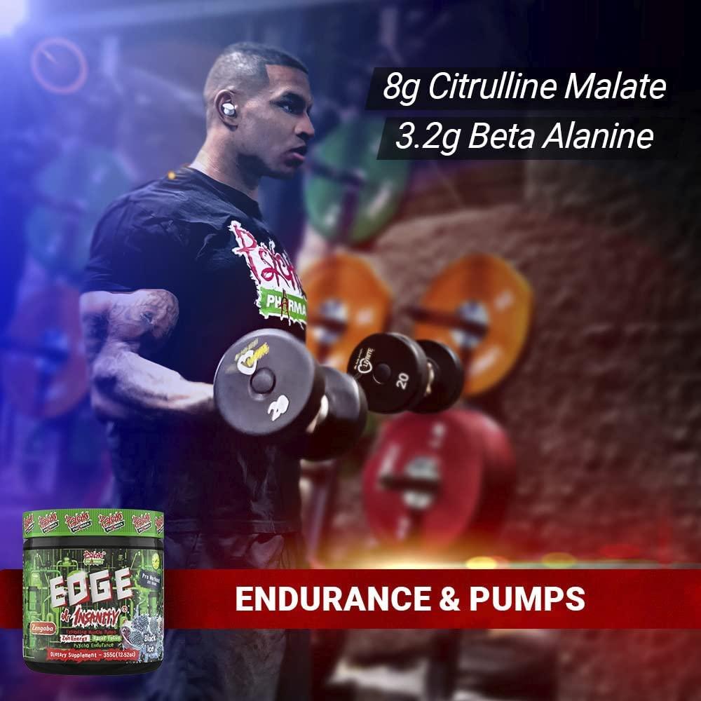 PWO Psycho Pharma Edge of Insanity: Intense Workout Powder with Zengaba Energy - 360g (Jungle ...