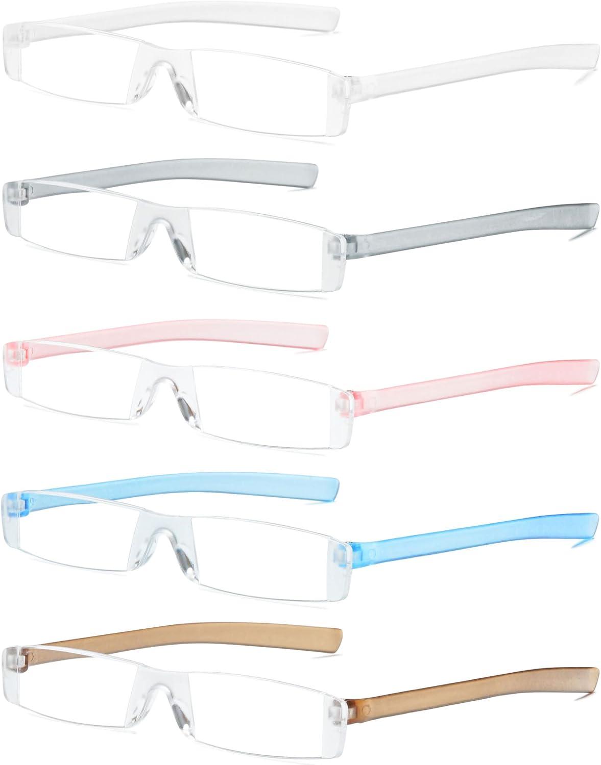 VEVESMUNDO Rimless Reading Glasses Set for Men & Women - 5 Piece Mini ...
