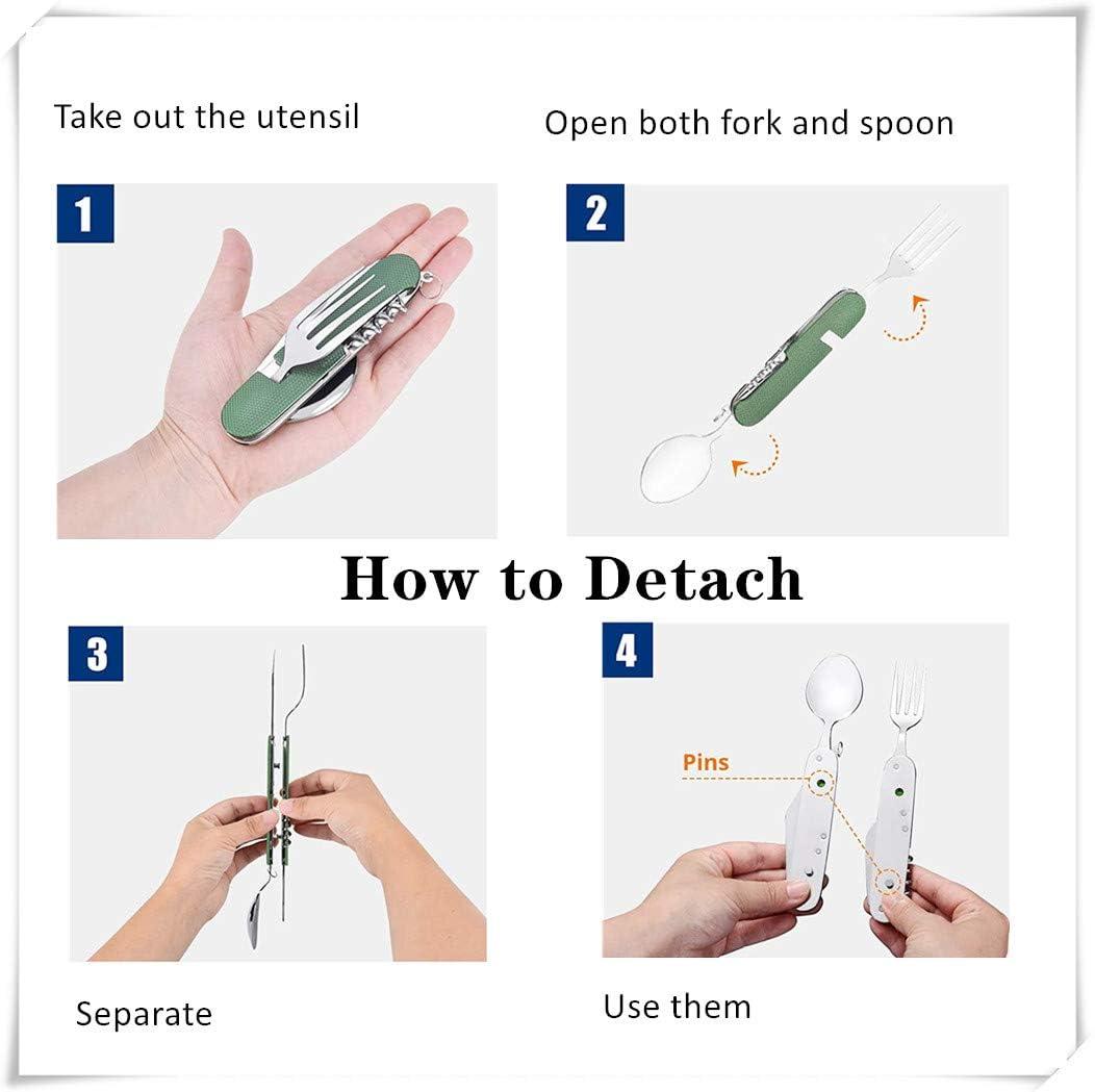 6-in-1 Camping Utensil Set with Detachable Spoon, Fork, and Knife Combo ...