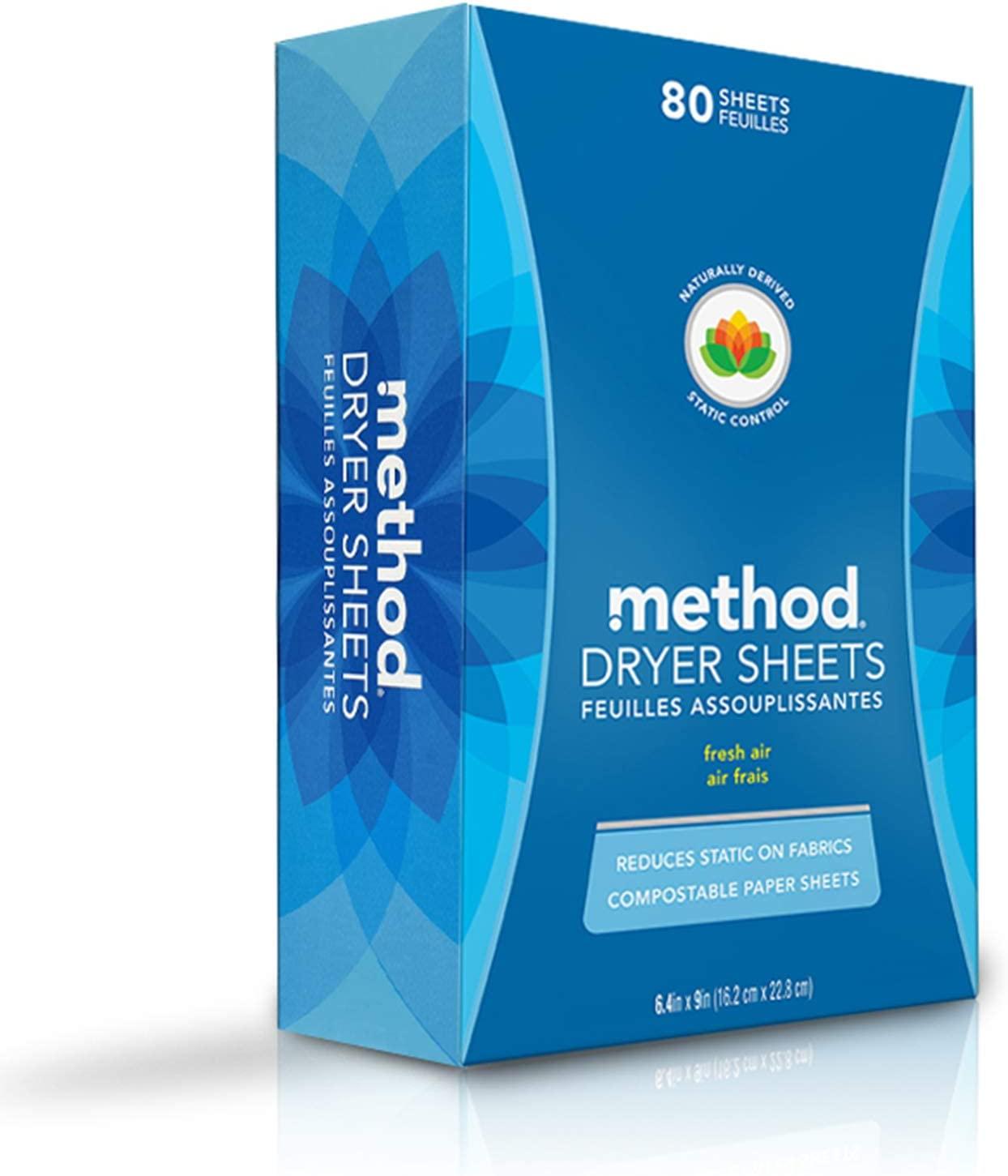 Method Dryer Sheets - Fresh Air Scent, 80 Sheets per Pack - Eco ...