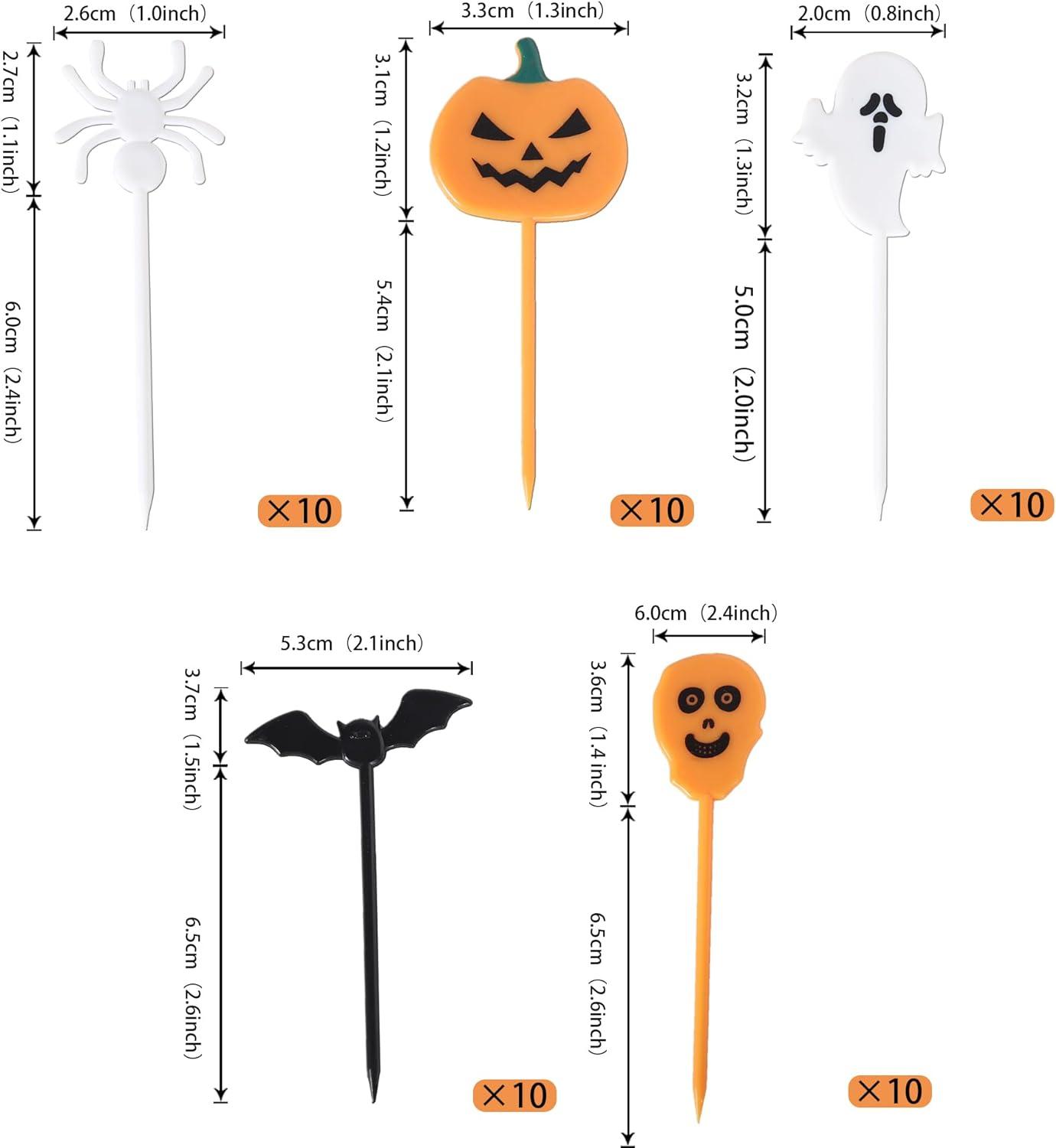 Rsstarxi 50 Pack Plastic Halloween Food Toothpicks Halloween Cupcake ...