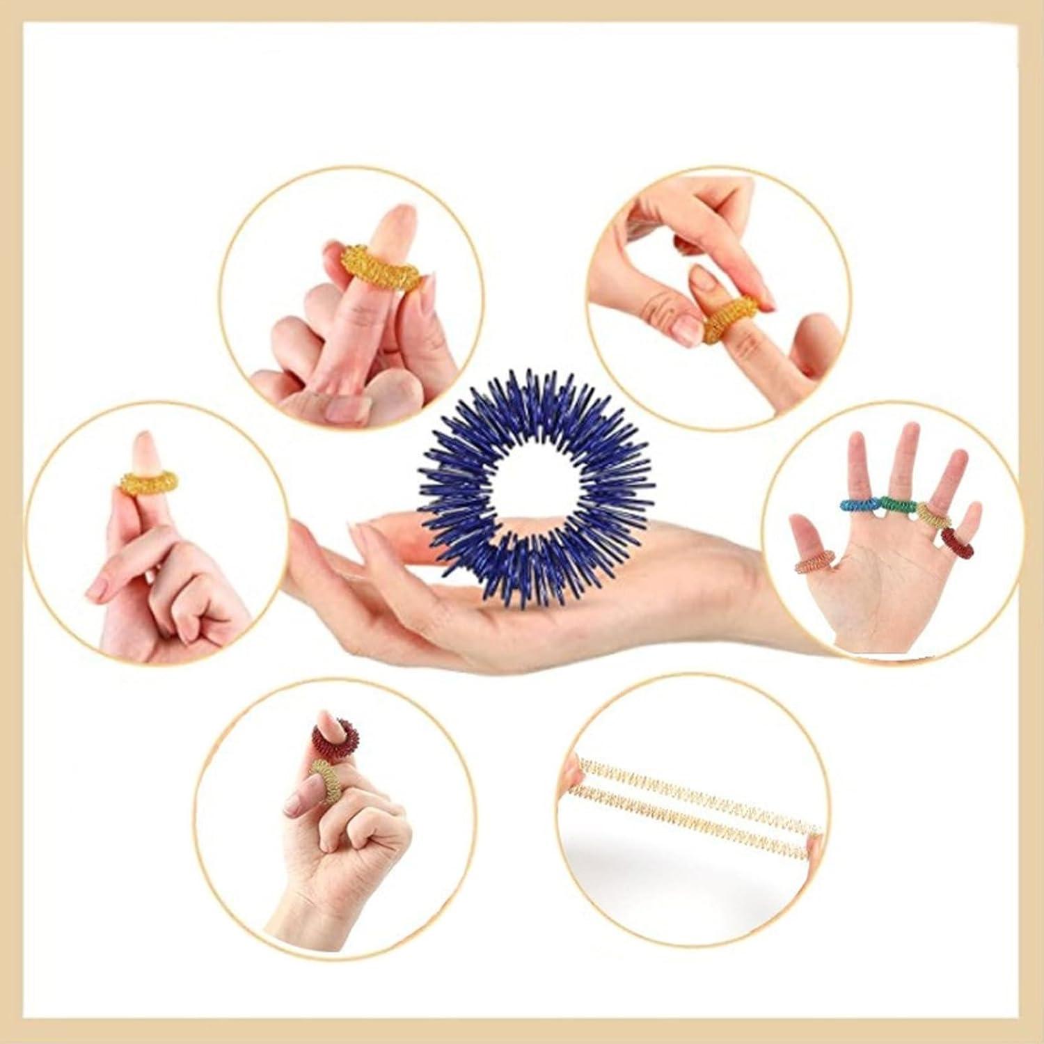 10-Piece Acupressure Ring Set | Finger Massage Rings for Stress Relief ...