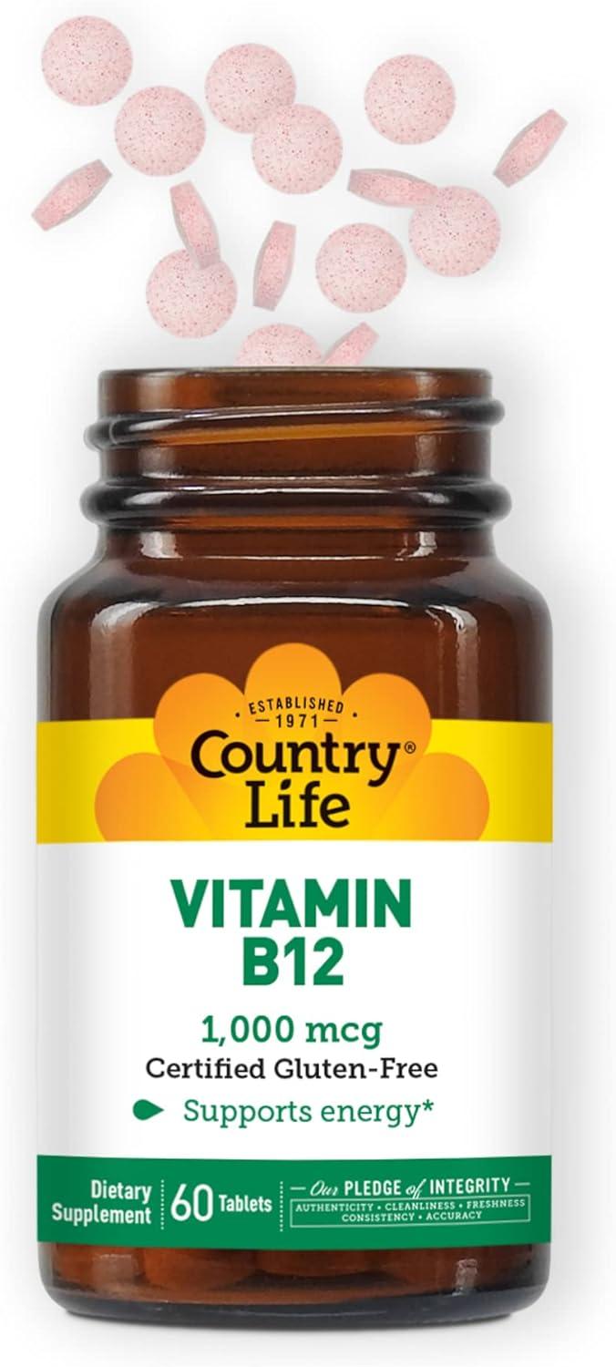 Country Life Vitamin B12 Supports Energy & Red Blood Cell Production ...