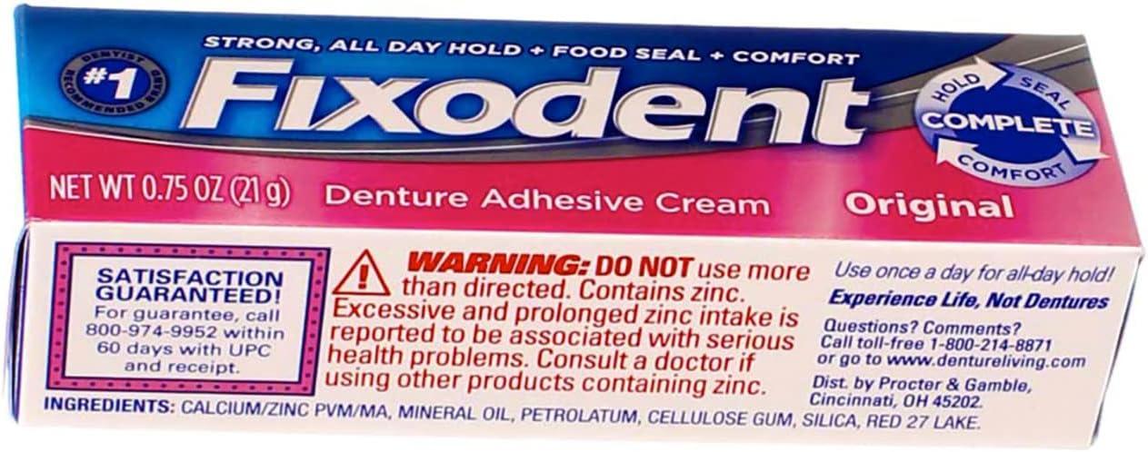 Fixodent Denture Adhesive Cream Original 0.75 oz - Pack of 5 | Strong ...