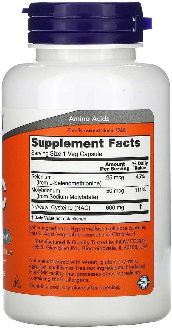 Now Foods NAC 600mg - 100 Capsules | Powerful Antioxidant Supplement ...